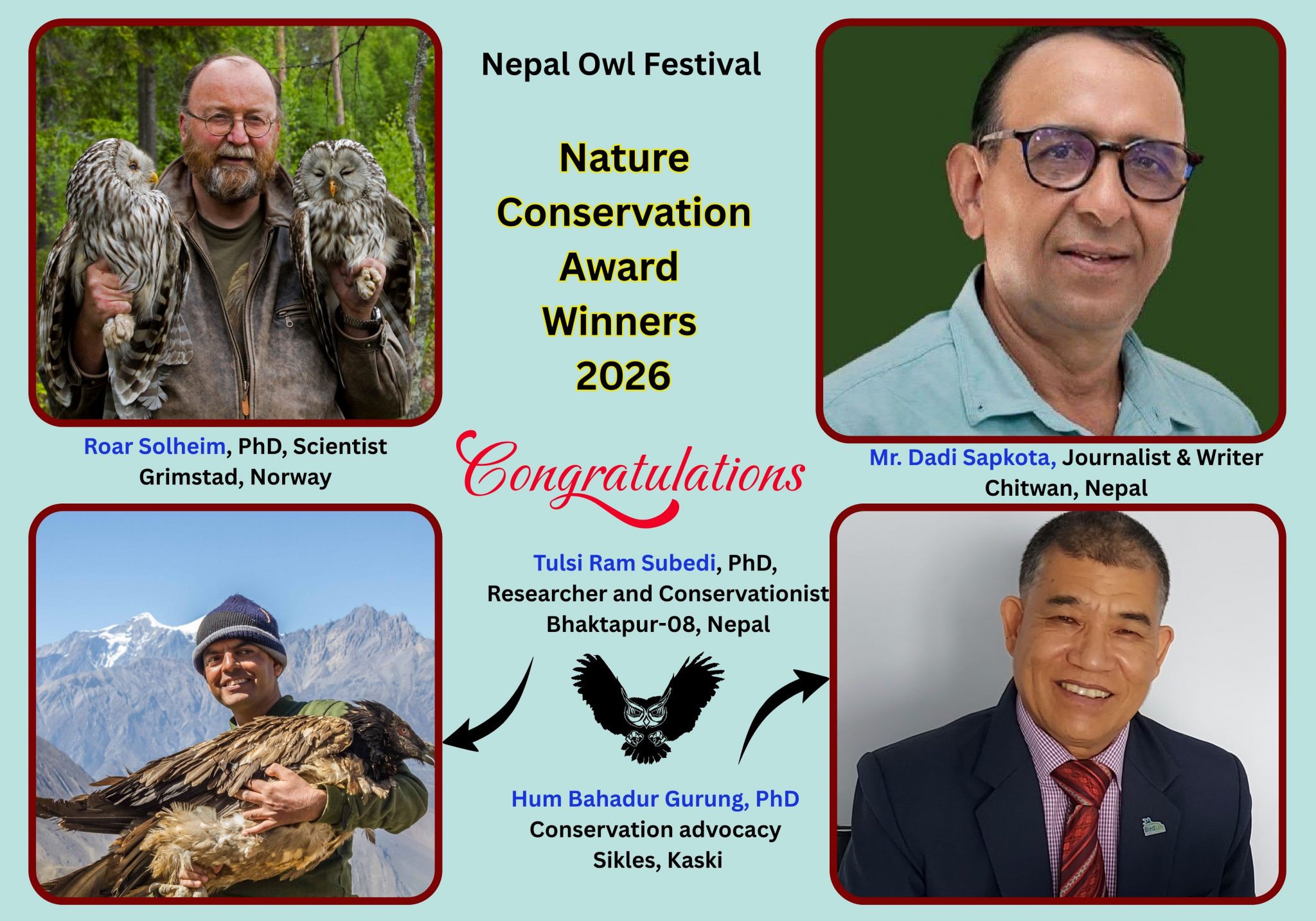 Four conservation champions to be honored at 'Nepal Owl Festival' in ...